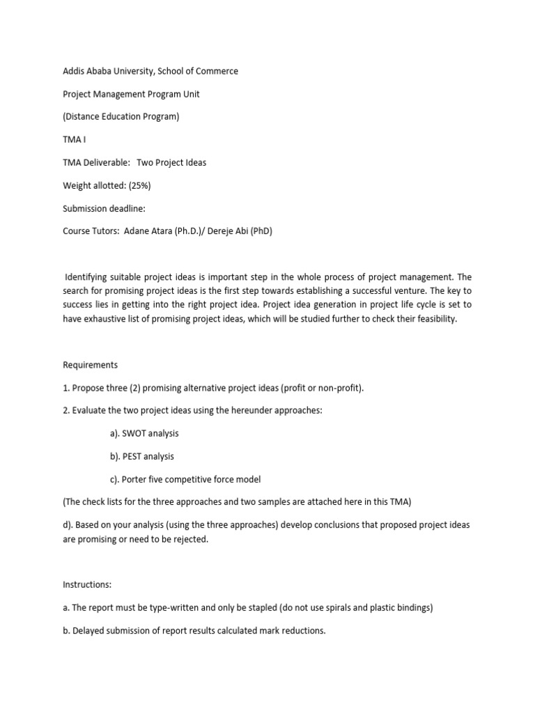 TMA I Project Identification | PDF