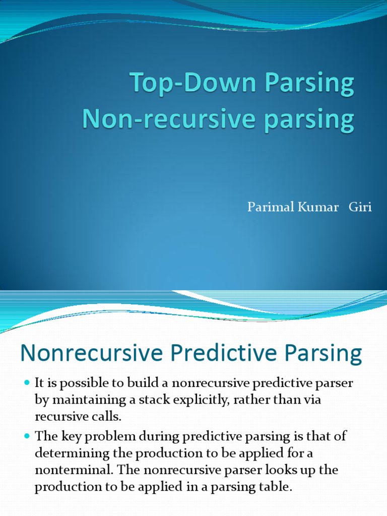 Top-Down Parsing (Non Recursive Predictive) | PDF | Parsing | Language Mechanics