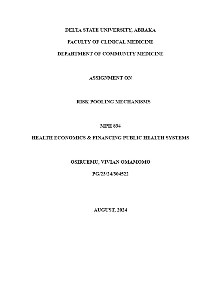 Risk Pooling Mechanisms (1) | PDF | Insurance | Risk