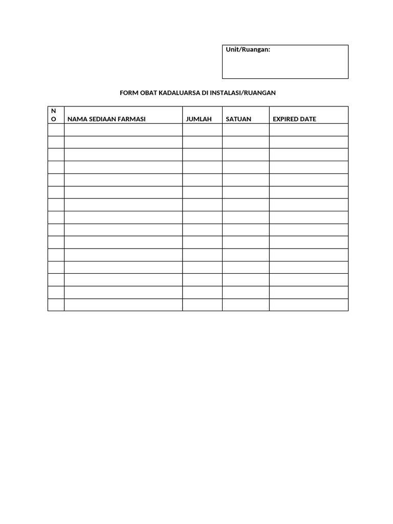 Form Kontrol Kadalwarsa Dan Pengiriman Barang Ke Gudang | PDF