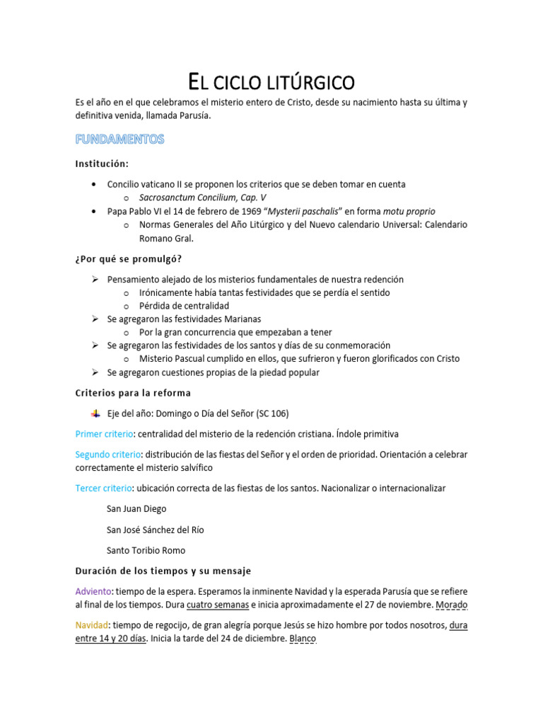 Ciclo Litúrgico: Significado y Estructura | PDF | Pascua de ...