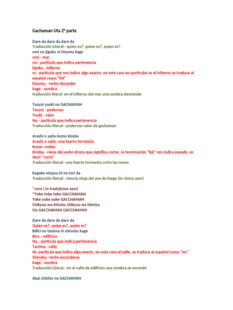 Gachaman Uta 2_ parte | PDF