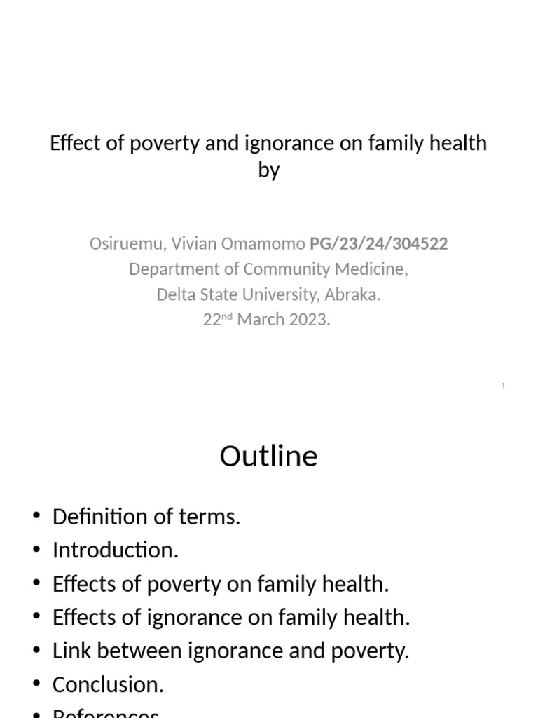 Effect of Poverty and Ignorance On Family Health | PDF | Poverty ...