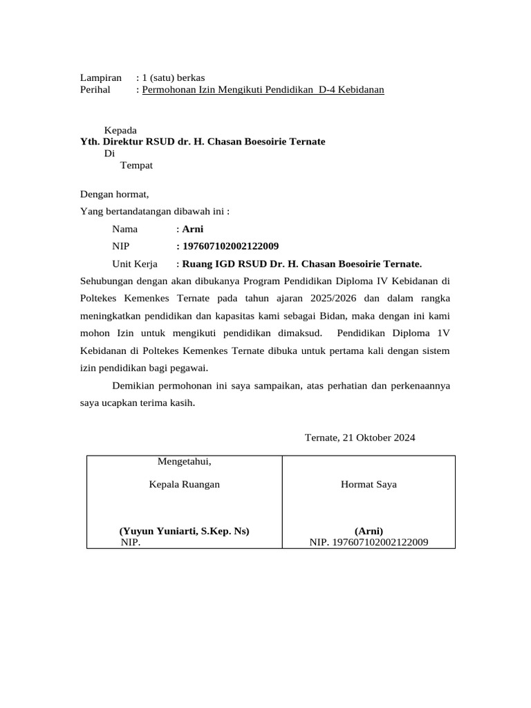Permohonan Pendidikan D4 Kebidanan | PDF