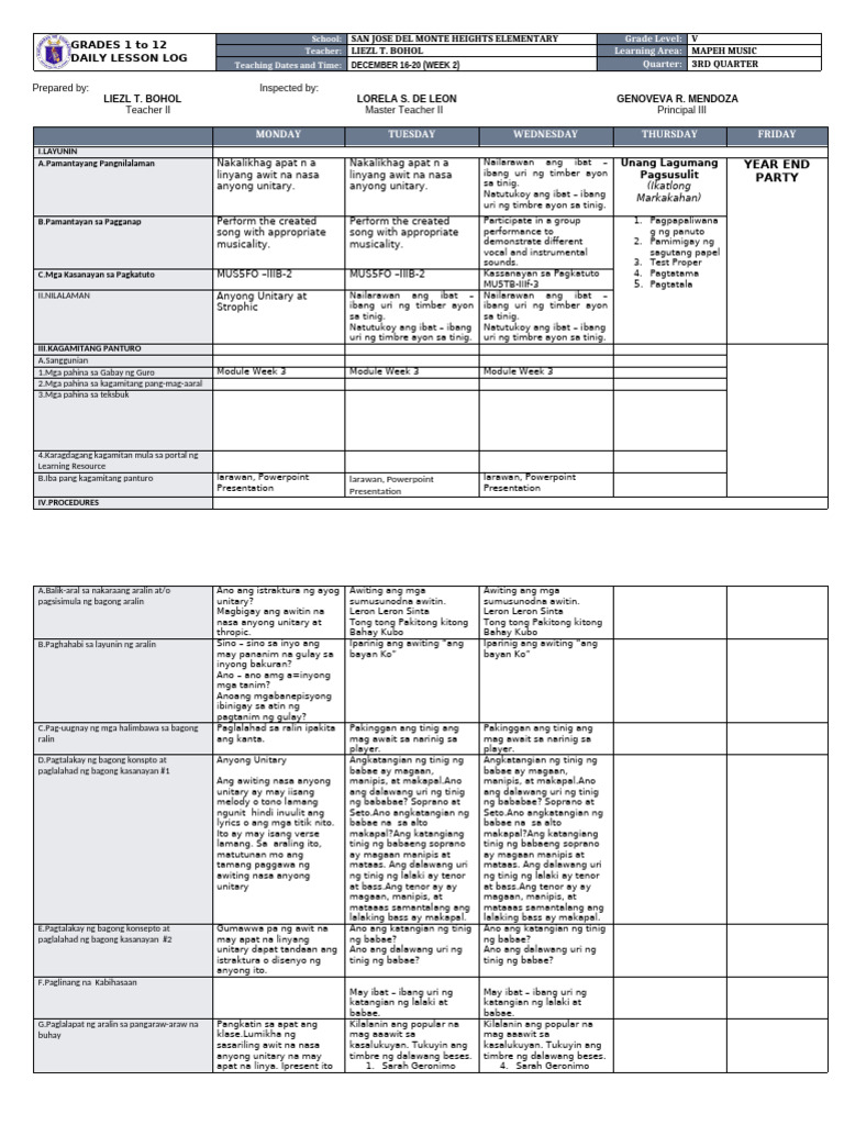 DLL_MAPEH 5_Q3_W2 | PDF