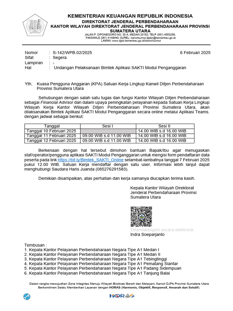 Undangan Pelaksanaan Bimtek Aplikasi SAKTI Modul Penganggaranpdf | PDF