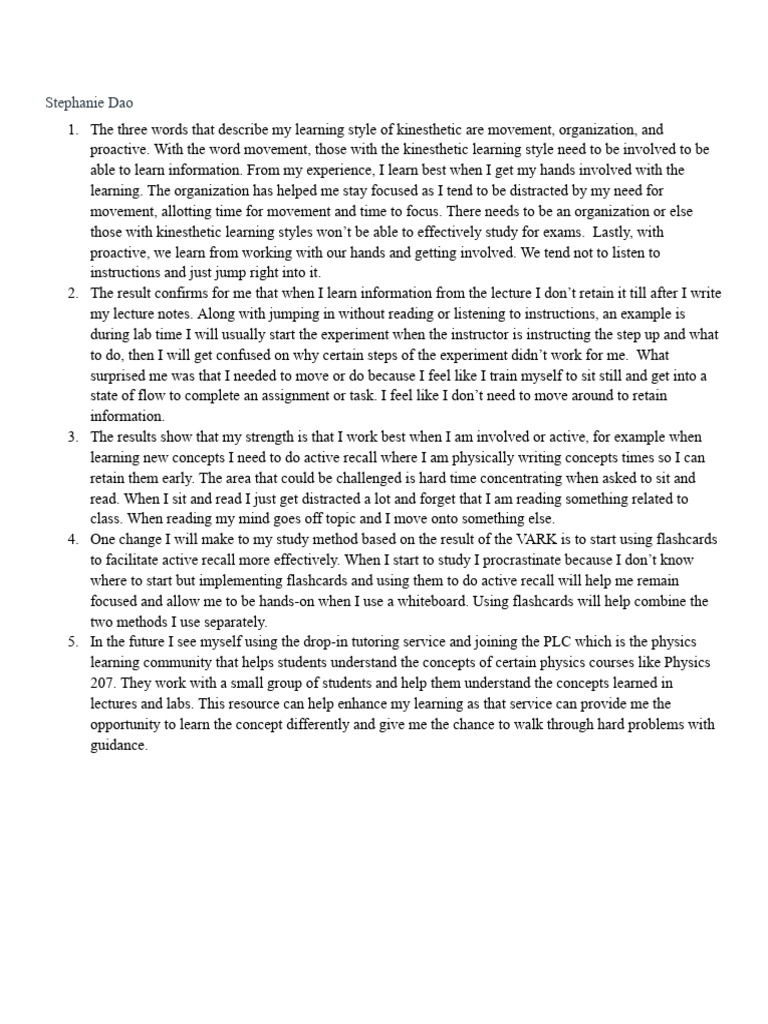 Learning Style Reflection | PDF | Learning Styles | Teaching