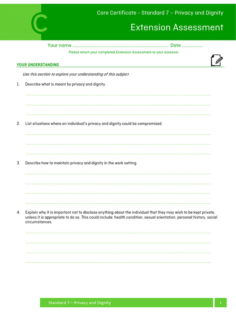 Extension Assessment - Privacy and Dignity - UKCC-150607 | PDF