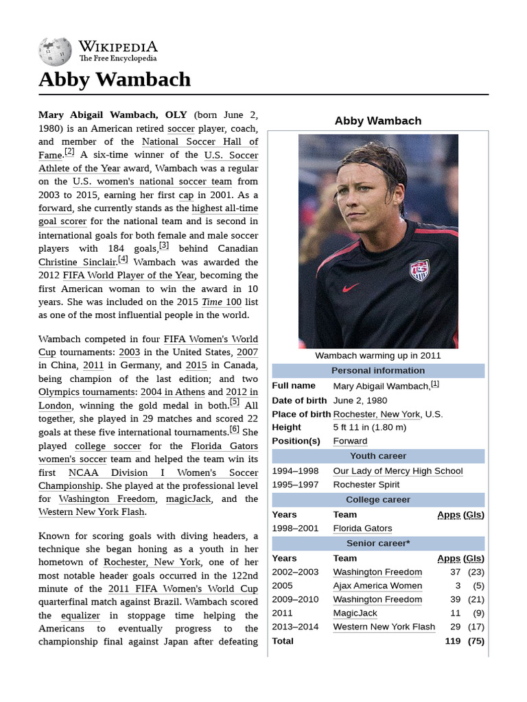 Abby_Wambach | PDF | Florida Gators | Association Football