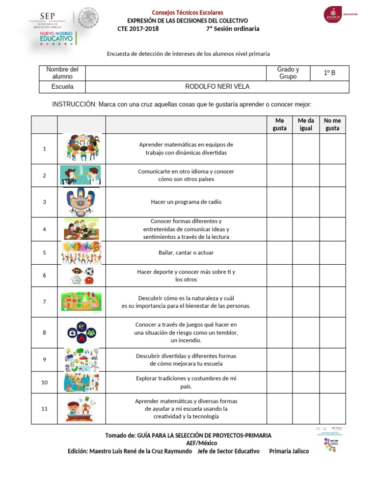 Encuesta de Detección de Intereses (NO OFICIAL) | PDF | Aprendizaje