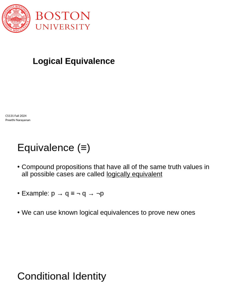 Logical Equivalence Laws Guide | PDF