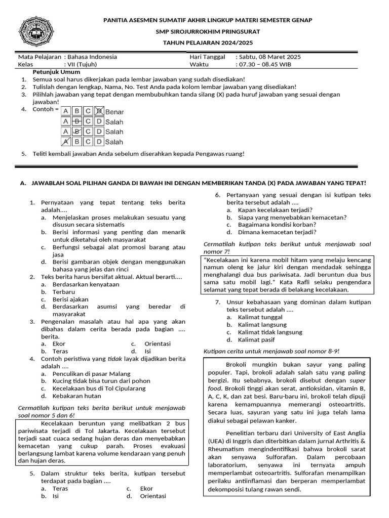 Soal Asalm SMT Ii Ta 2024/2025 | PDF
