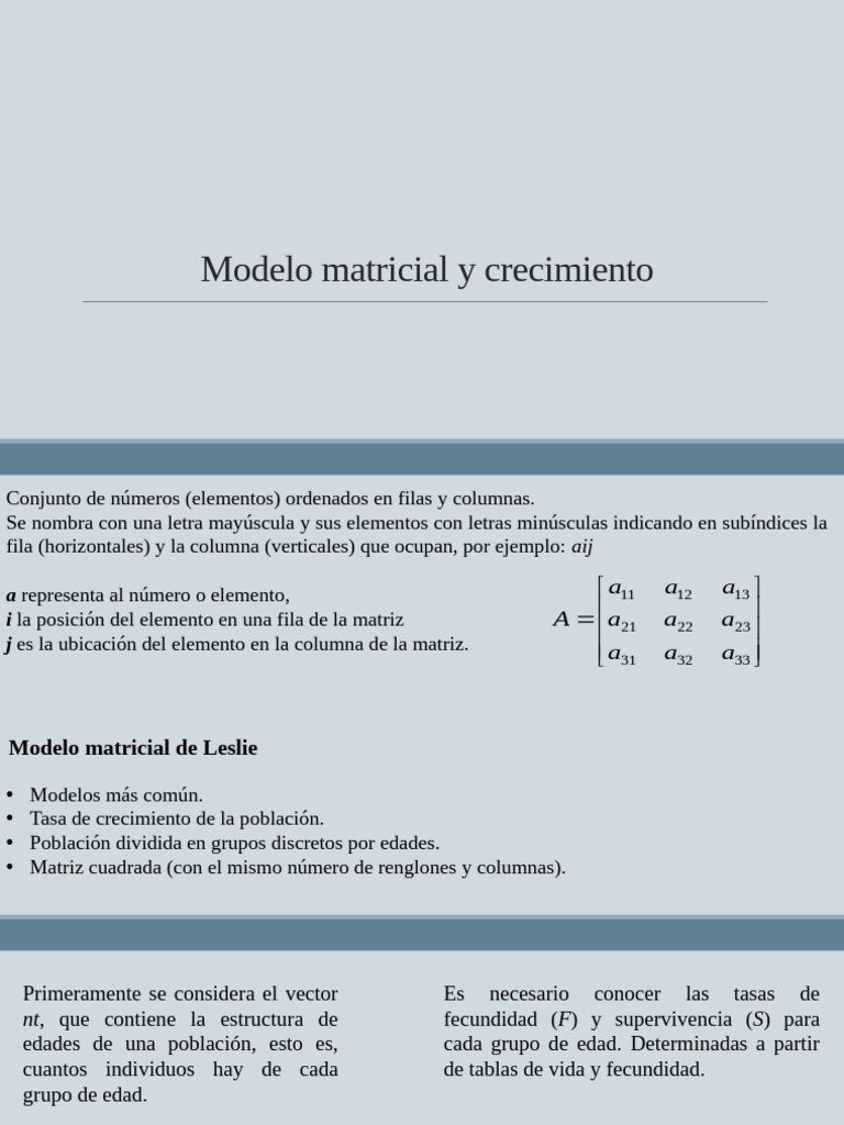 Modelo Matricial y Crecimiento | PDF | Matriz (Matemáticas) | Semilla