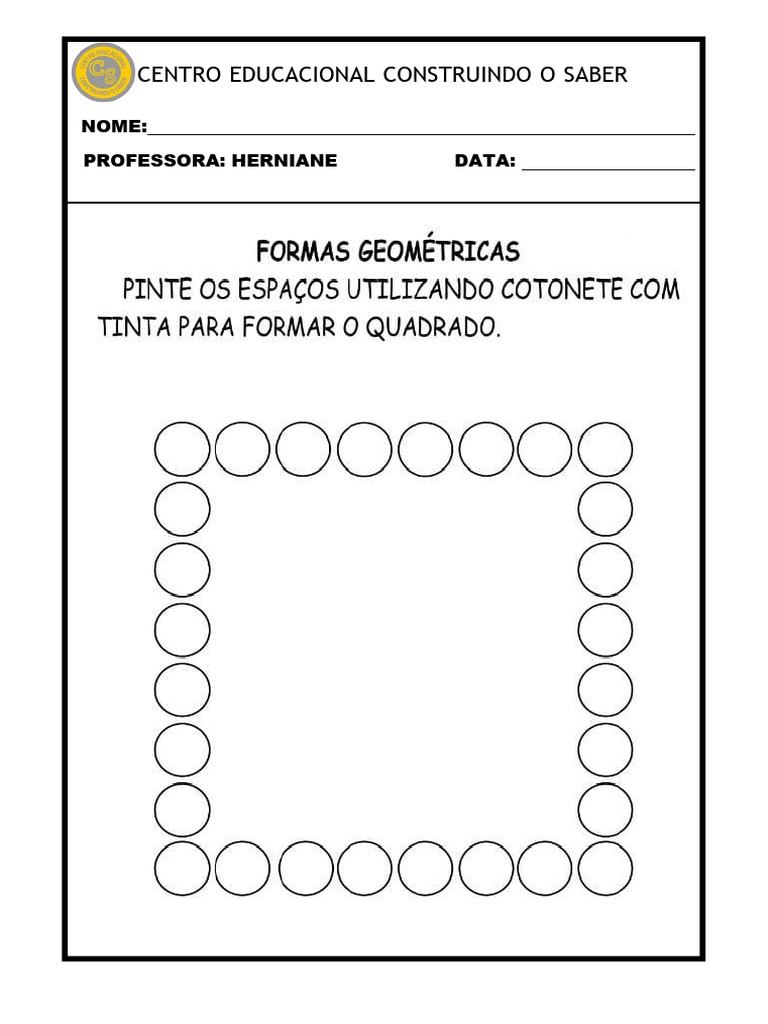 Atividades - Figuras Geométricas - Educação Infantil (foco no quadrado ...