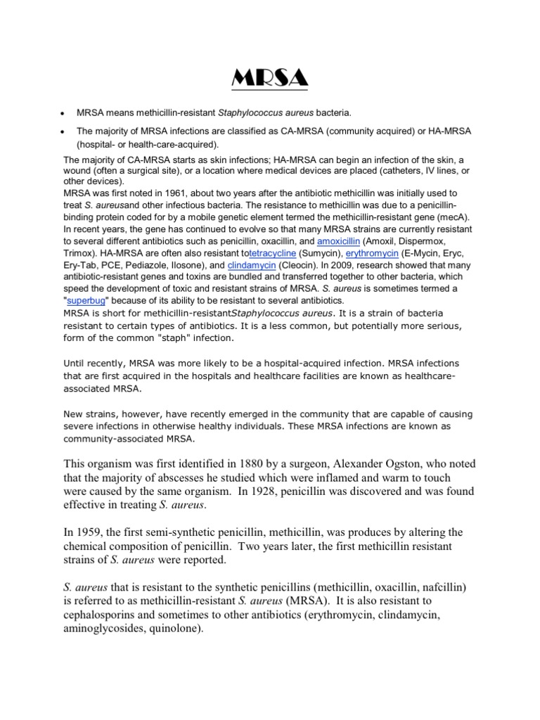 Mrsa | PDF | Methicillin Resistant Staphylococcus Aureus ...