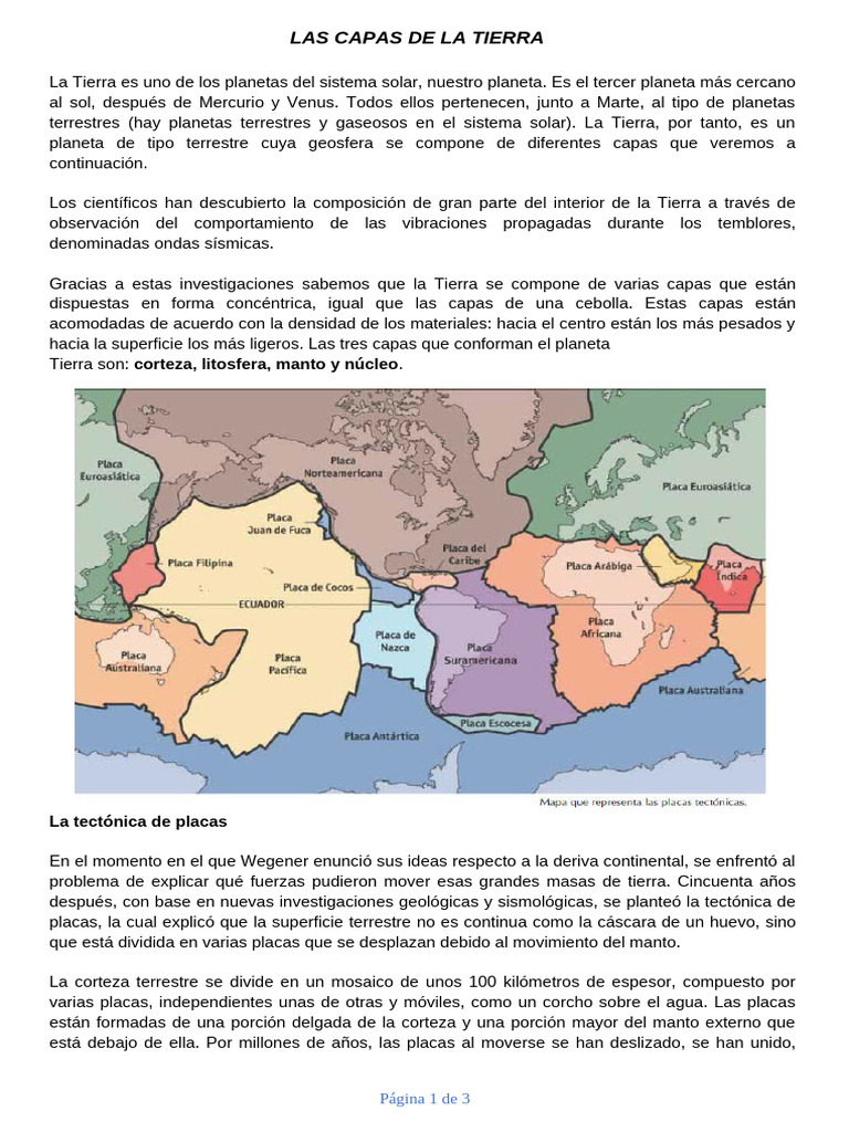 6º Guia #5 Las Capas de La Tierra y Tectonioca de Placas | PDF | Placas ...