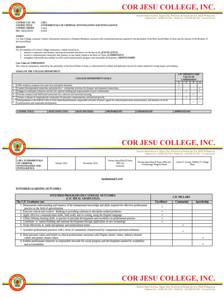Cdi 1 - New Format Syllabus | PDF | Crime Scene | Forensic Science