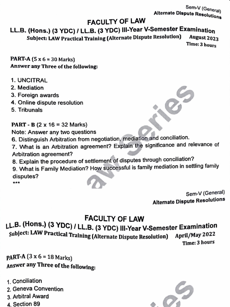 Adr Previous Exam Question Papers | PDF