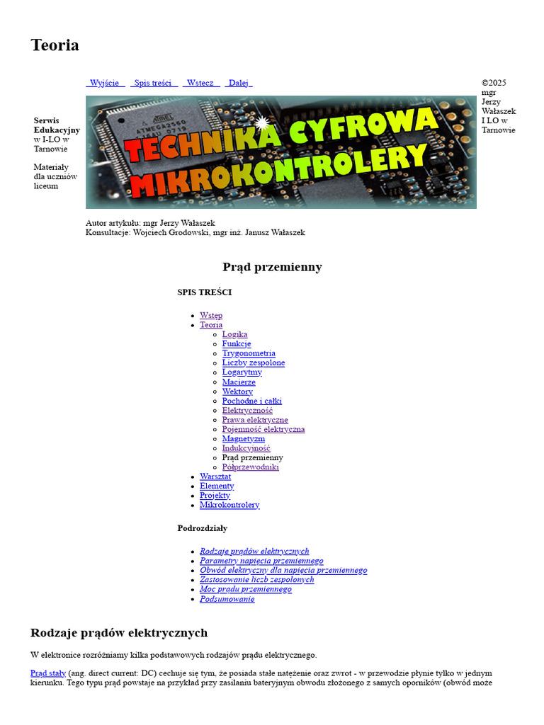 Technika Cyfrowa - Teoria - Prąd Przemienny | PDF