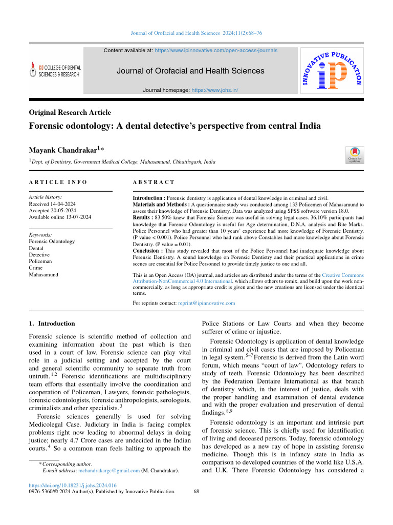 Forensic Odontology A Dental detective's perspective from central india.pdf' | PDF | Forensic ...