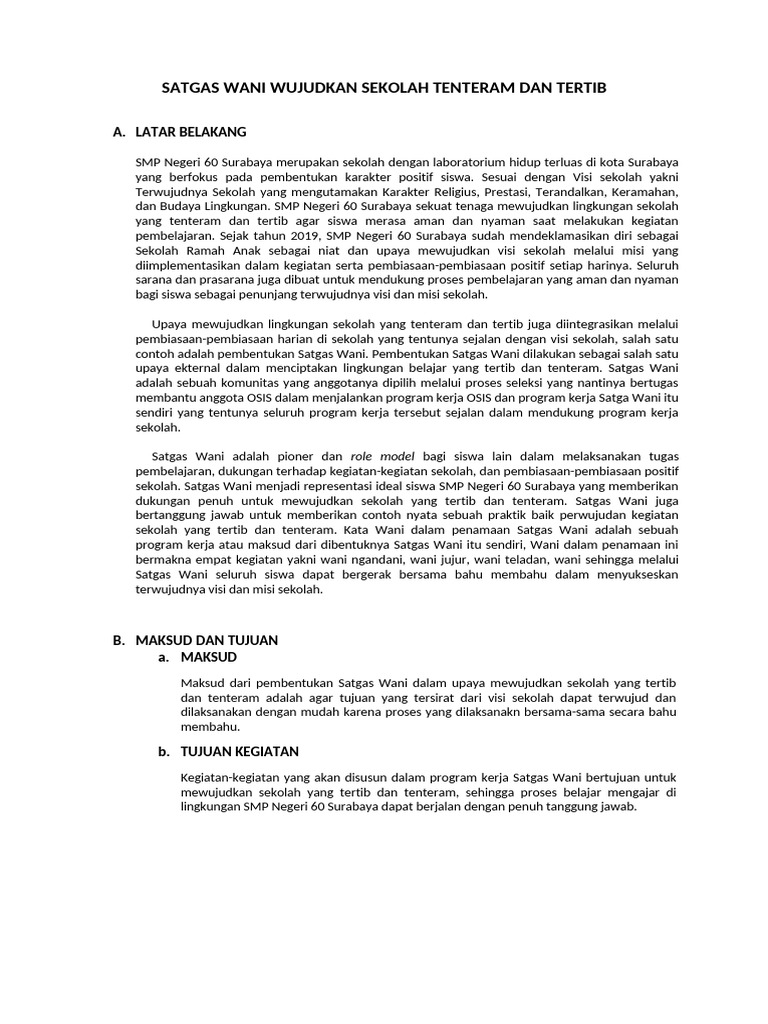 Satgas Wani: Sekolah Tertib SMP 60 | PDF