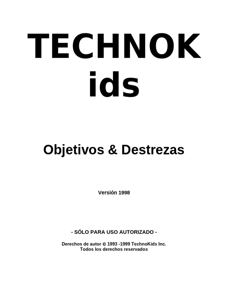 TechnoKids: Guía de Objetivos y Destrezas | PDF | Periférico | Archivo de computadora