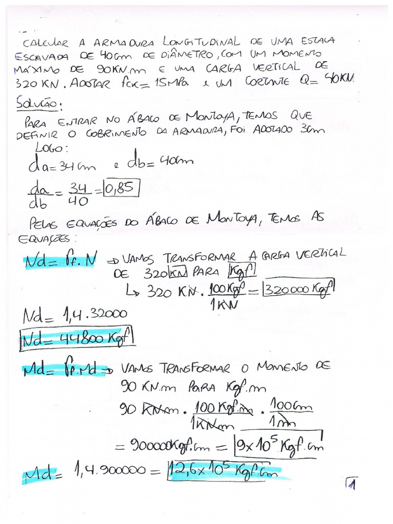 Cálculo - Armadura ESTACA | PDF