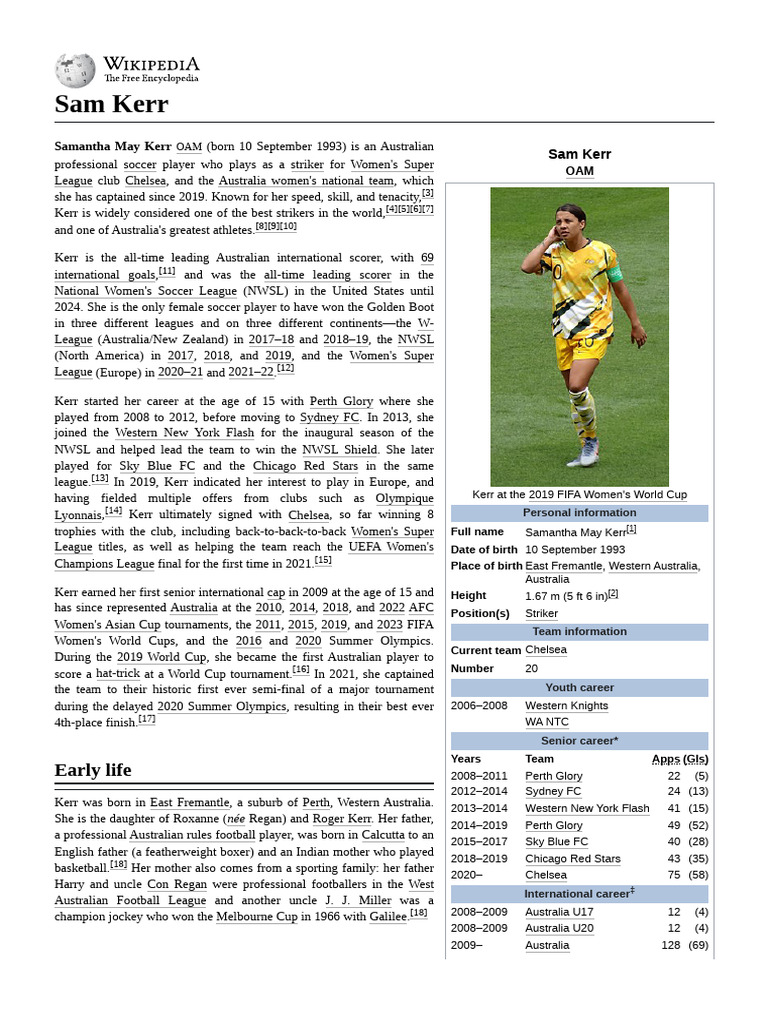Sam Kerr: Australian Soccer Star | PDF | Association Football | Sports
