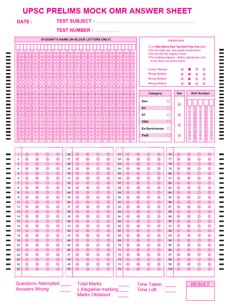 OMR-Sheet - Elevate IAS | PDF