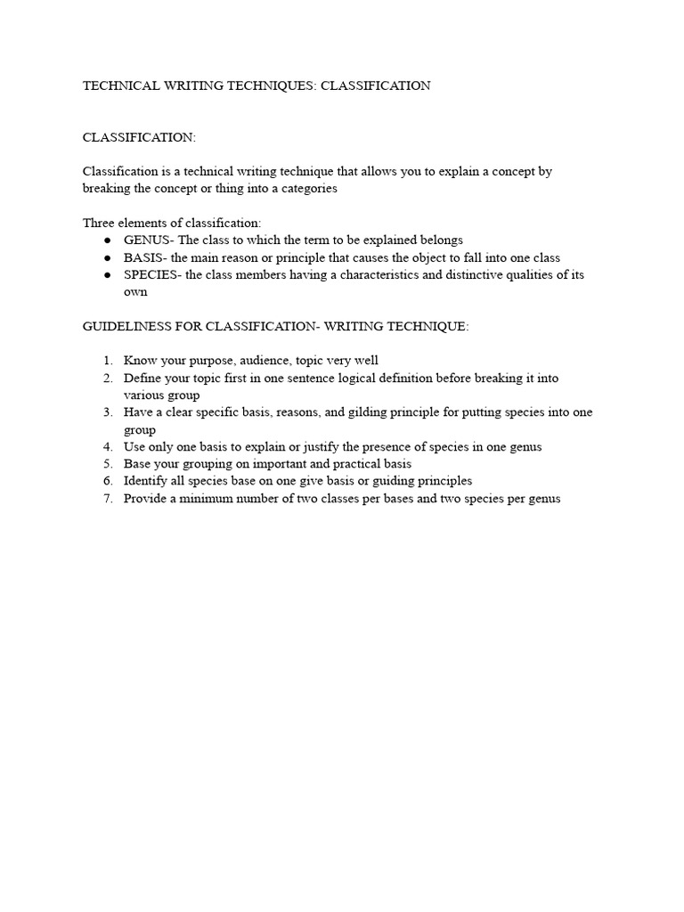 Technical Writing Techniques - Classification Part 1 | PDF