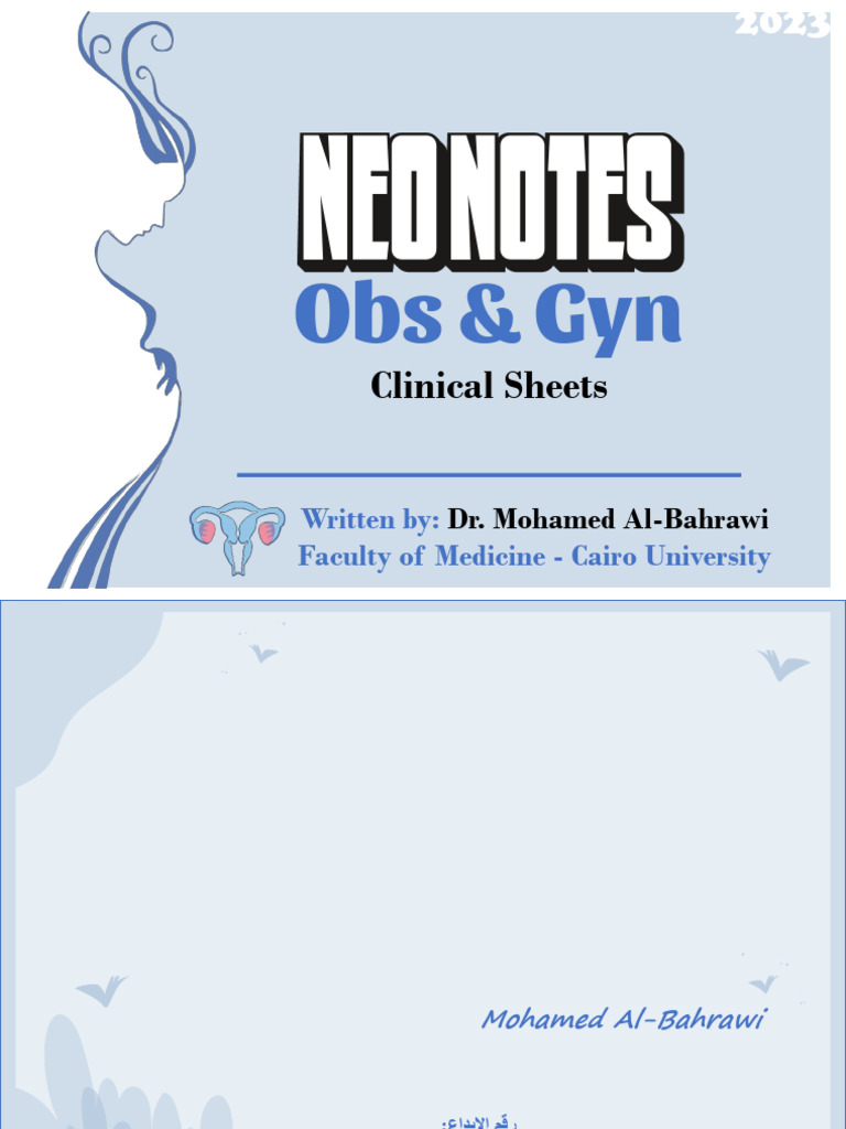 NeoNotes Obs & Gyn Clinical Sheets | PDF
