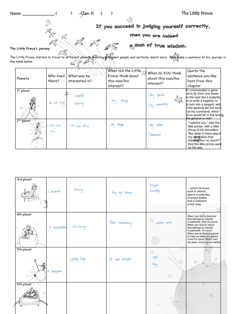 The Little Prince Worksheet | PDF