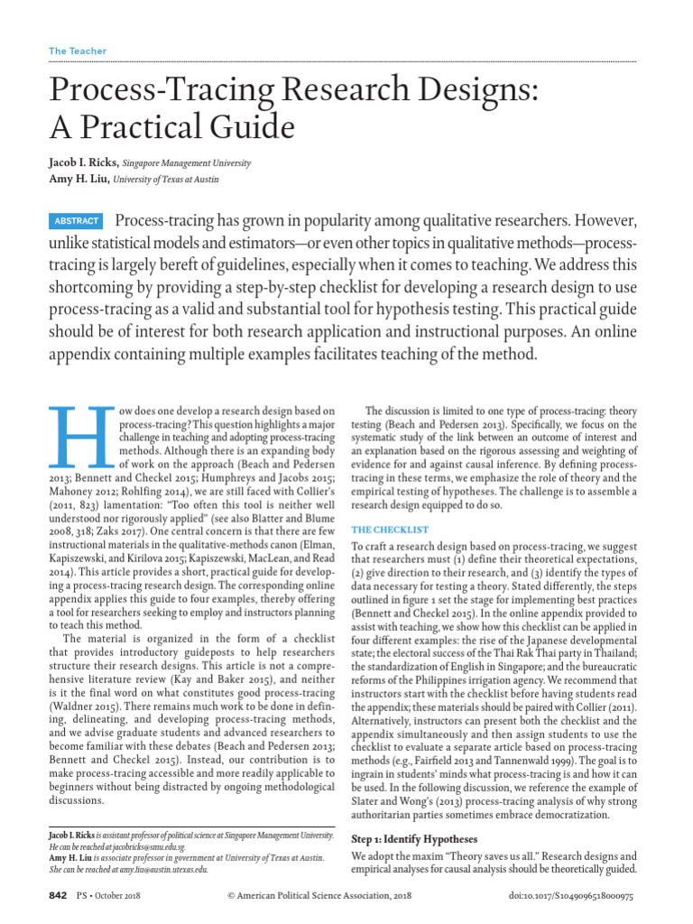 Process Tracing Research Designs A Practical Guide | PDF | Hypothesis | Causality