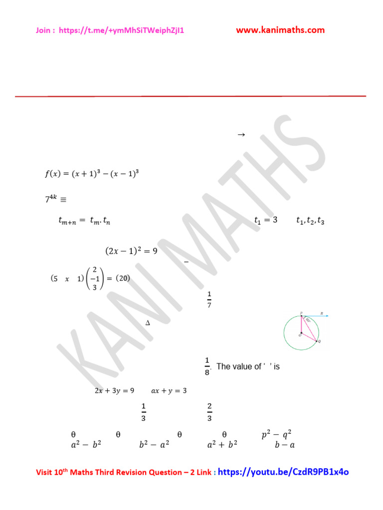 Kani Maths 10th Maths em Model 3rd Revision 2 Question 2025 WWW | PDF | Circle | Sphere