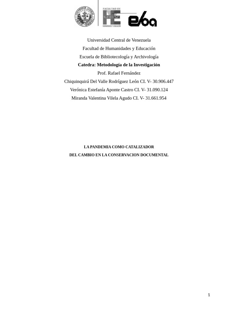 Pandemia y Conservación Documental | PDF | Gestión de registros