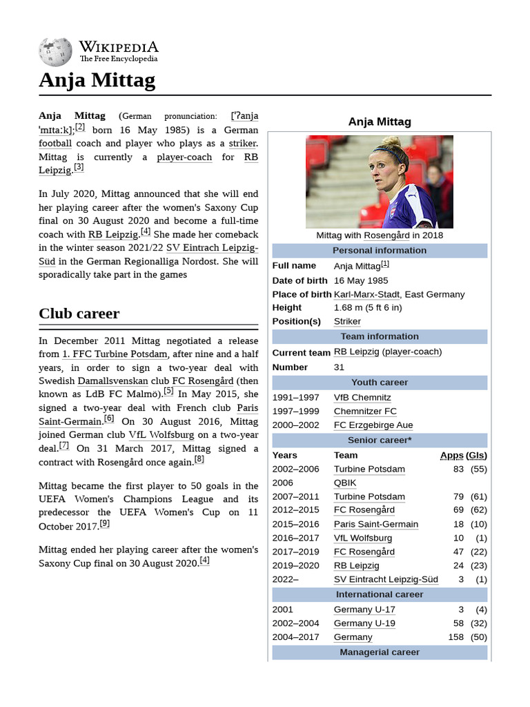 Anja_Mittag | PDF | Association Football Teams | National Association Football Teams