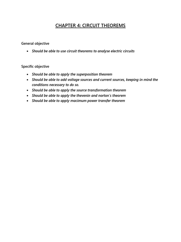 Chapter 4 Circuit Theorems | PDF | Electrical Network | Electrical Engineering