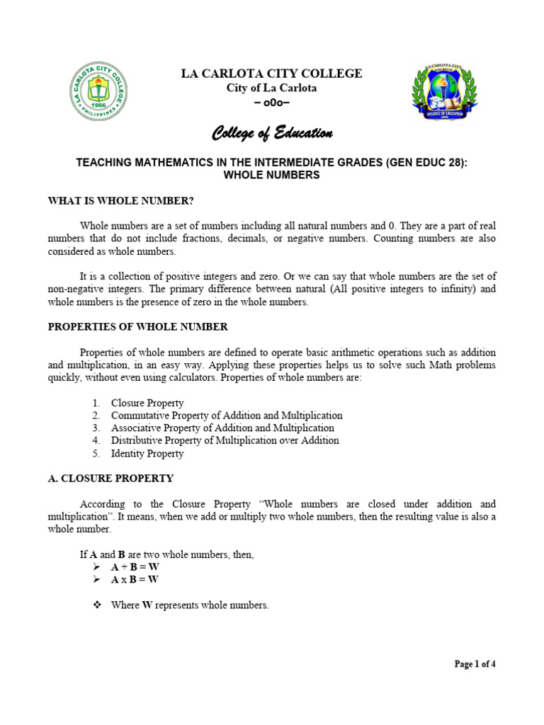 Gen Educ 28 Handout 1 | PDF | Integer | Numbers