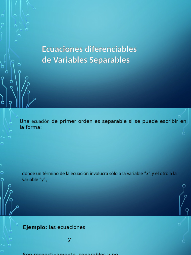 Ecuaciones Diferenciables Variables Separables y Lineales de Primer Orden | PDF