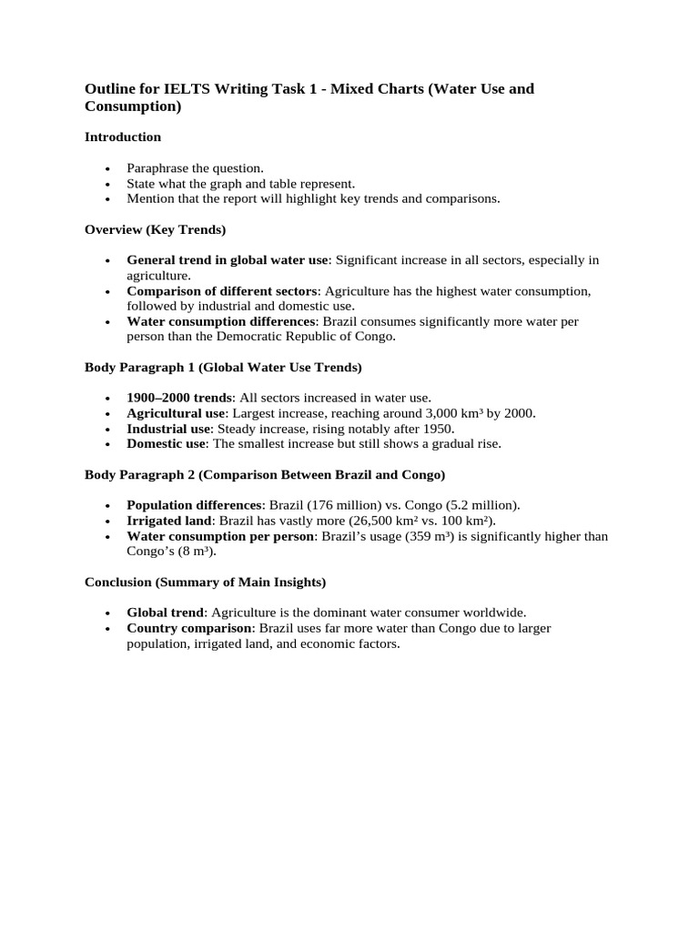 Outline For IELTS Writing Task 1 | PDF