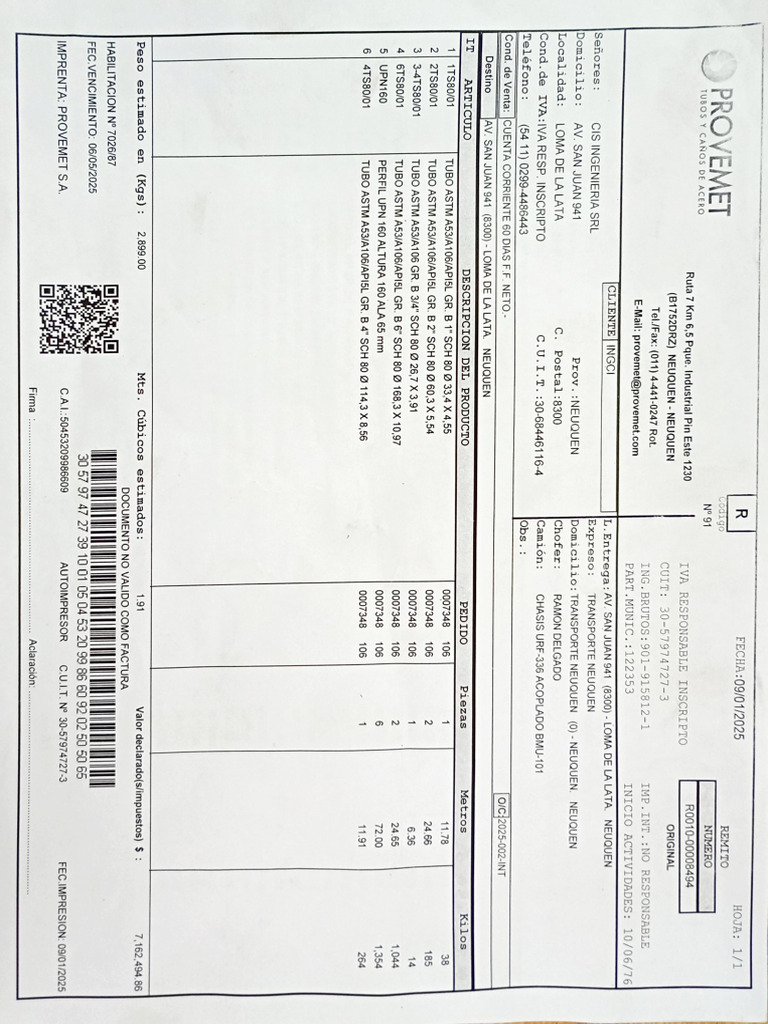 Remitos Hierros | PDF