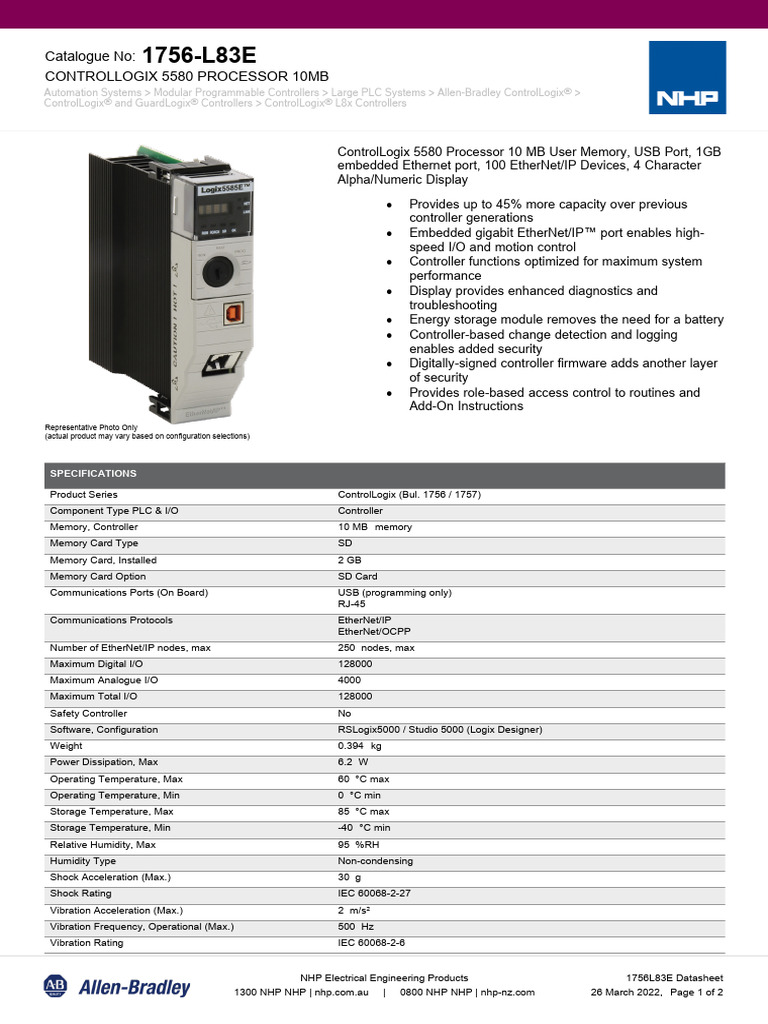 1756L83E 157097 Datasheet | PDF | Programmable Logic Controller | Computing