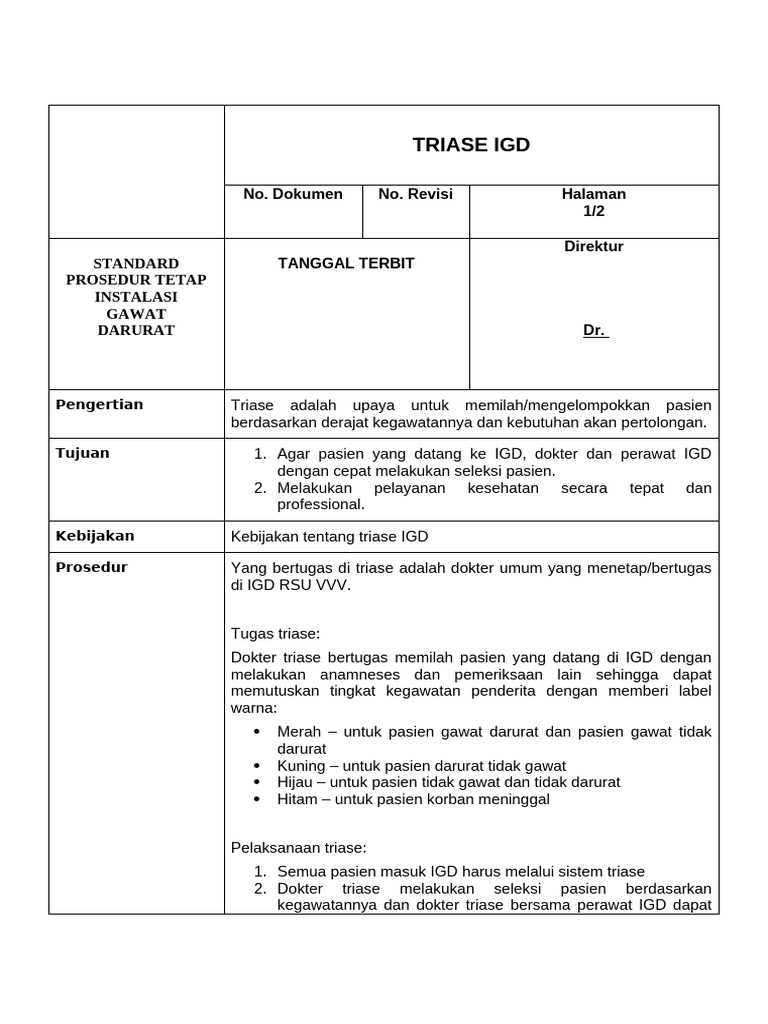 Sop Triase Igd | PDF