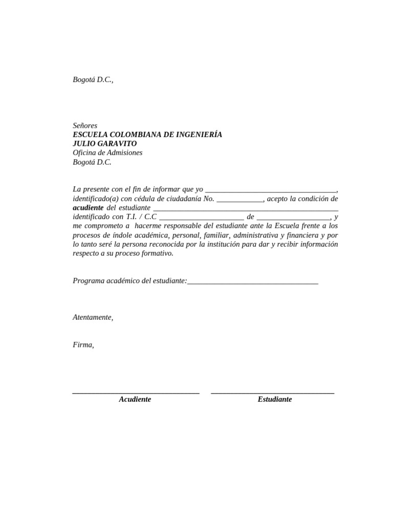 Formato Carta Acudiente | PDF