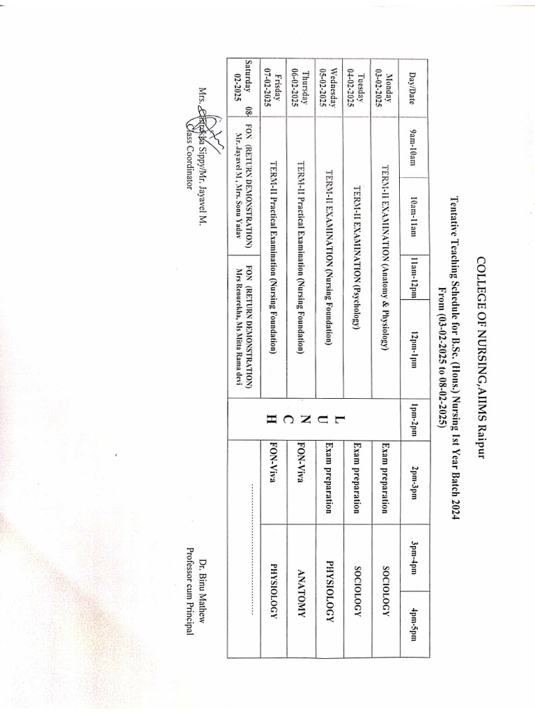 B.SC 1st Year Teaching Schedule-1 | PDF
