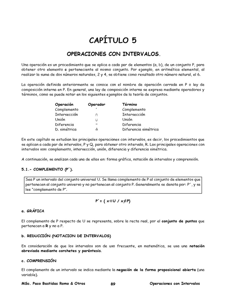 Matemática Estructurada - Operaciones Intervalos | PDF | Intervalo (Matemáticas) | Número natural