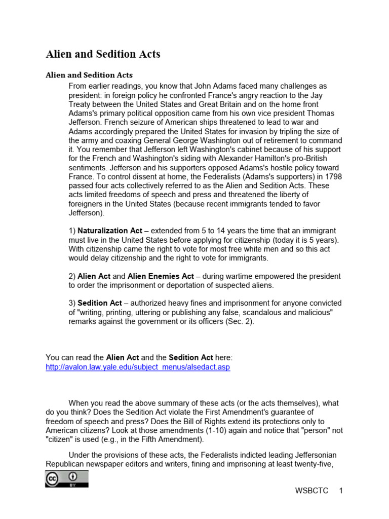 HIST001 3.4.1 Alien and Sedition Acts | PDF | Nullification (U.S ...