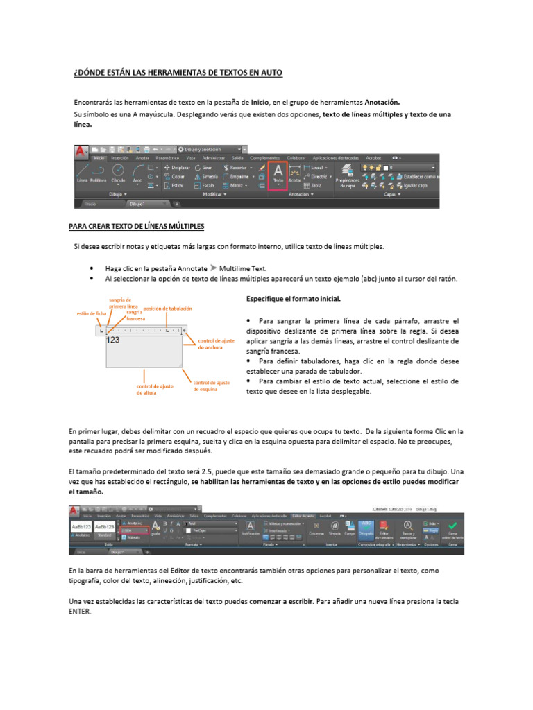 Guía de Textos en AutoCAD | PDF