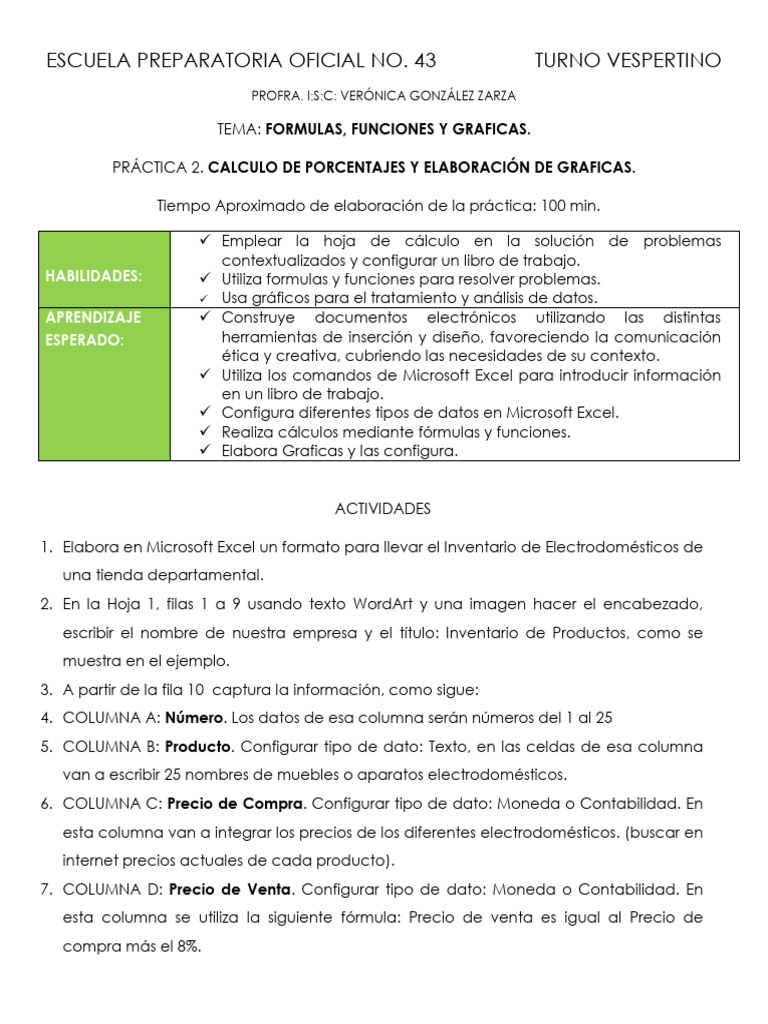 Formulas Funciones y Graficas | PDF | Microsoft Excel | Microsoft