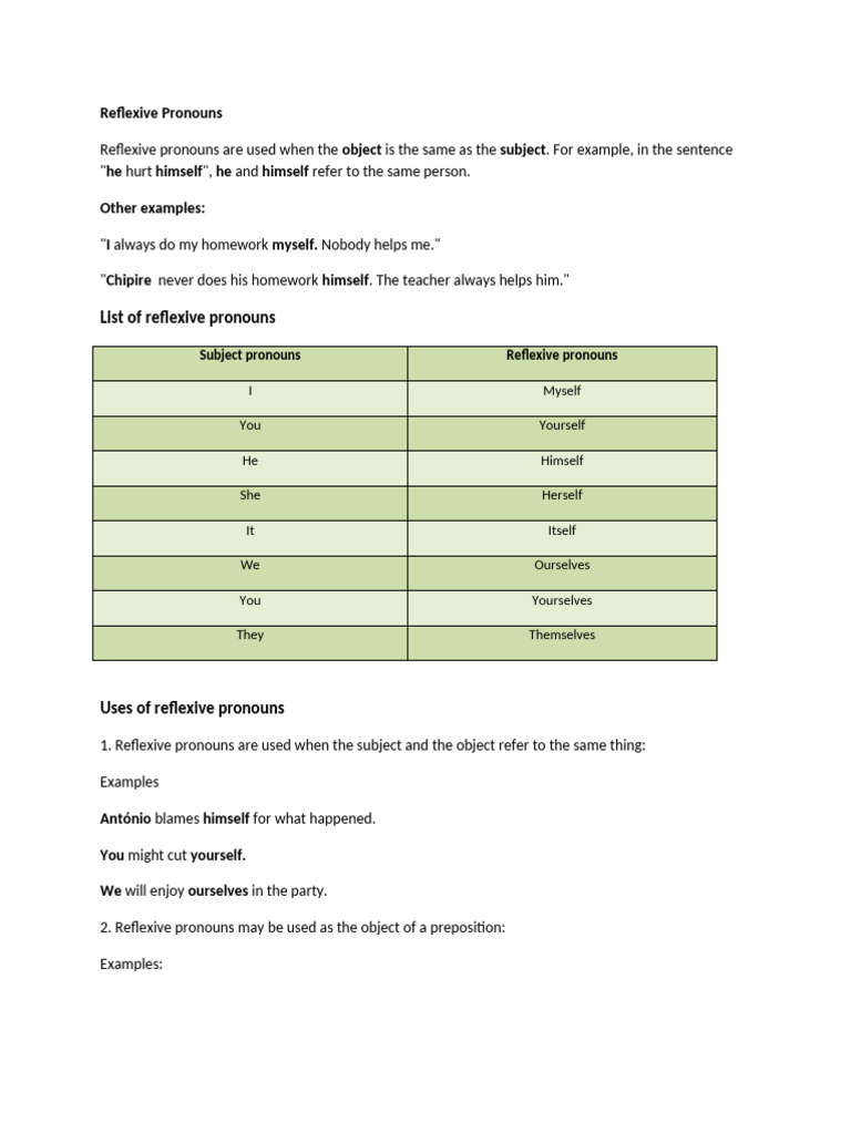 Reflexive Prono-WPS Office | PDF | Pronoun | Syntactic Relationships